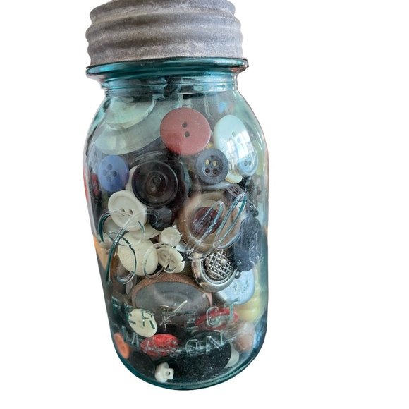 BALL | Other | Antique Ball Jar Blue Perfect Mason Filled Vintage ...